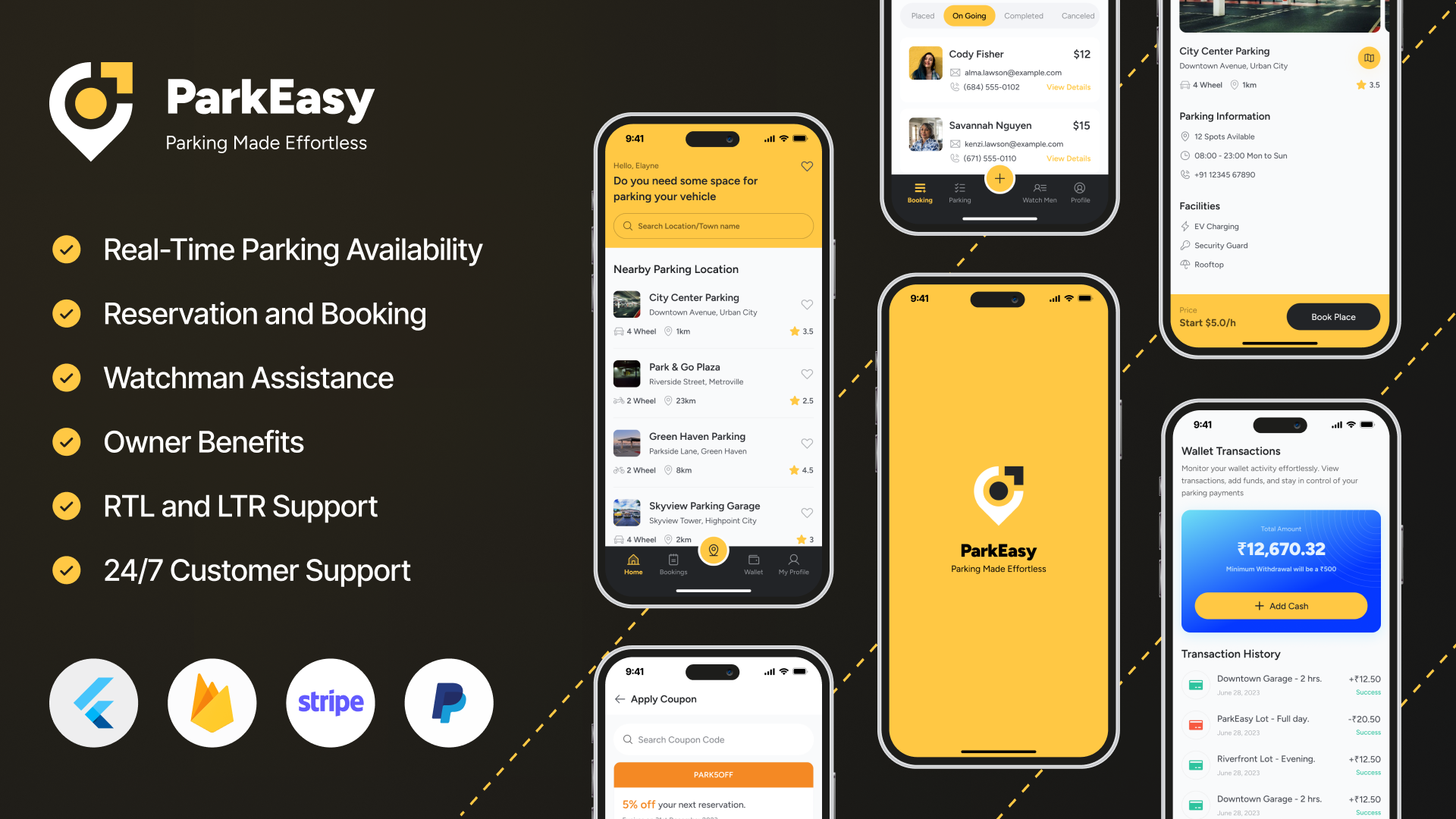 ParkEasy | Flutter Complete Parking App | Parking spot Booking App with complete Soultion by ...